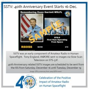 40th Anniversary SSTV event 16-19 Dec 2023 – ISS FAN CLUB – for Fans of ...