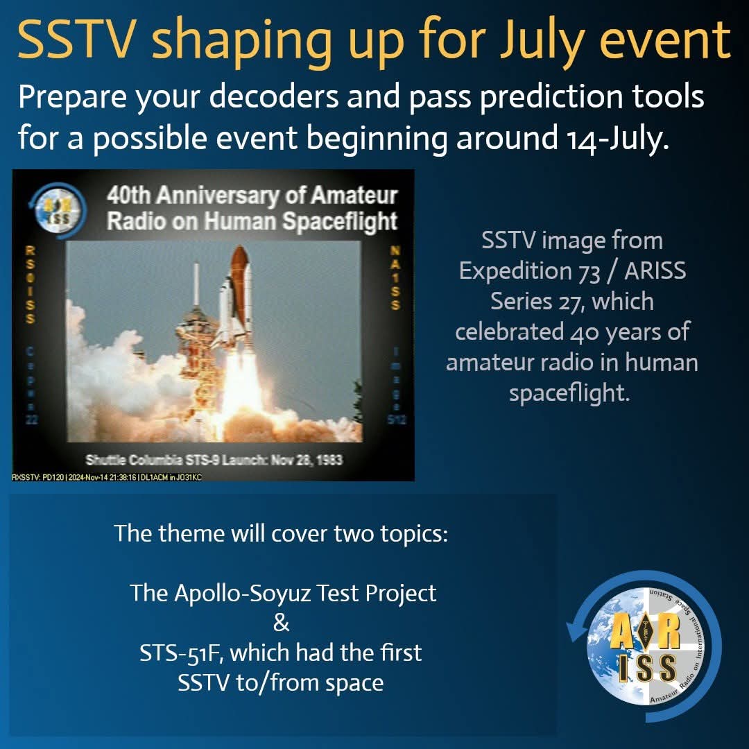 NEWS: SSTV event coming in July – ISS FAN CLUB – for Fans of ISS and ...
